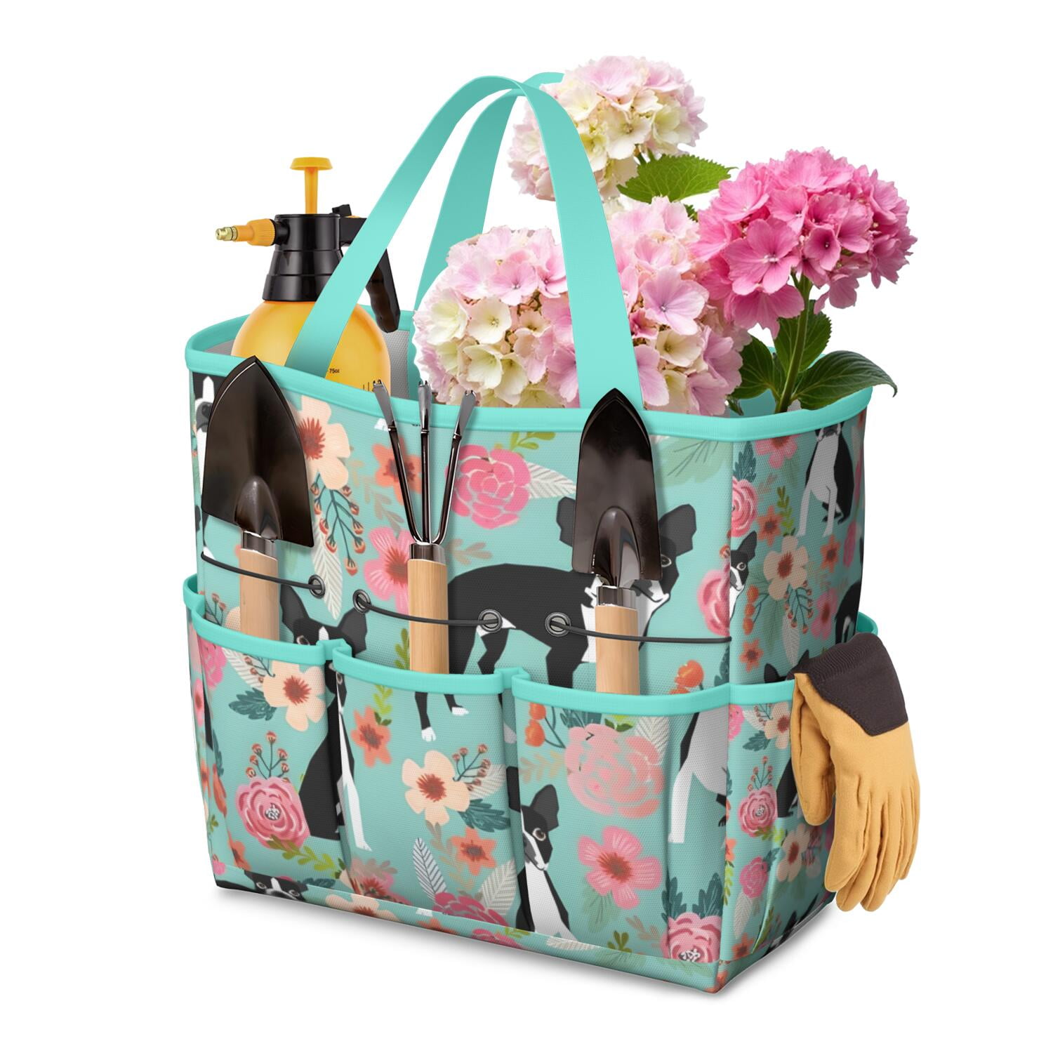 Garden Tool Bag,Green Boston Terrier and Flower Garden Tool Organizer ...