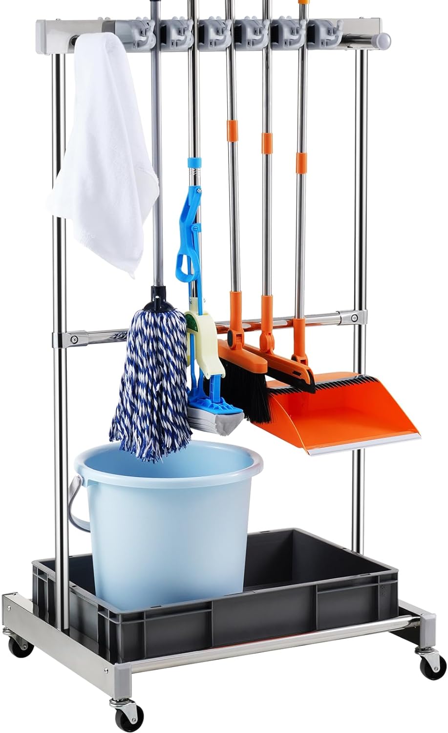 Garden Tool Organizer, 10 Slots with Hooks, Yard Tool Tower Rack with ...