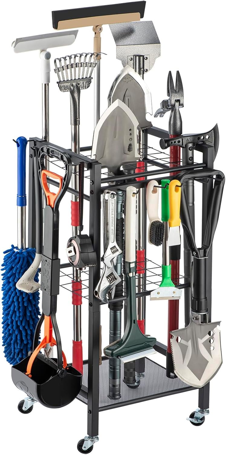 Garden Tool Organizer- 3 Tier Garage Storage and Organization, Holds Up ...