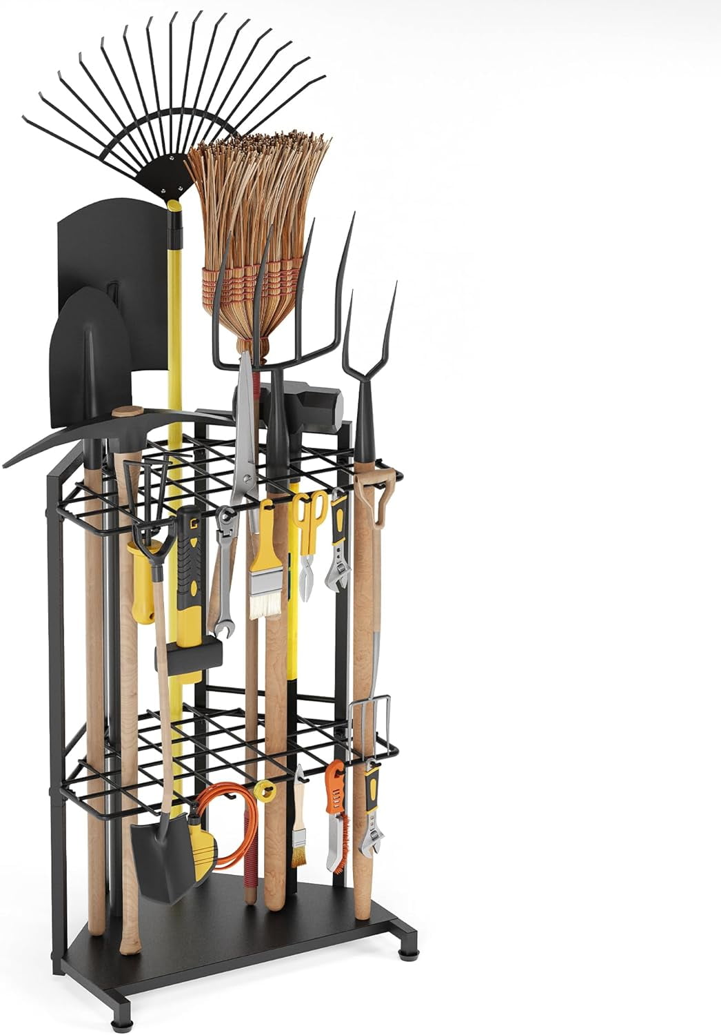 Garden Tool Organizer for Corner - Heavy Duty Metal Rack with 34 ...