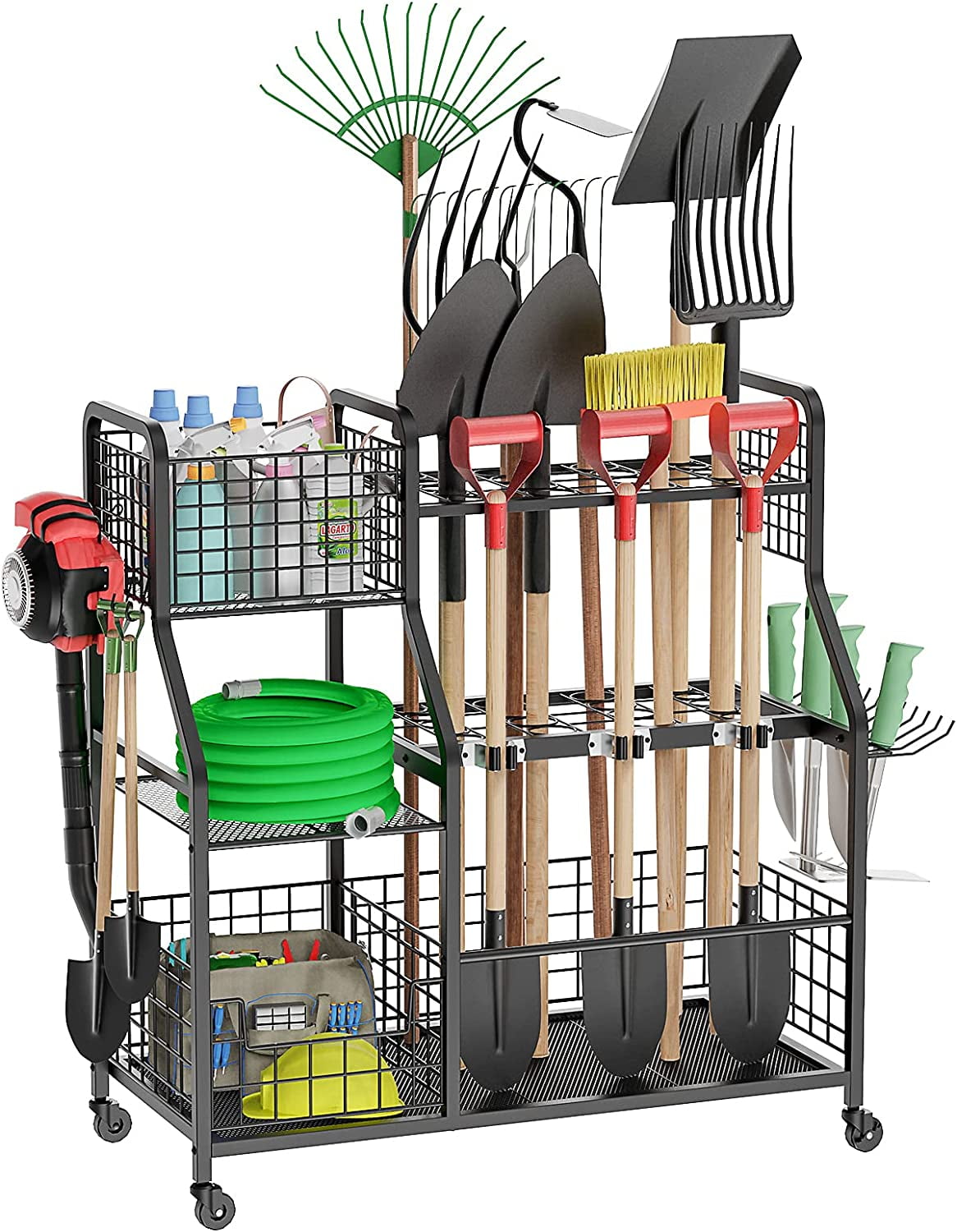 Garden Tool Organizer for Garage, 3 Tier Utility Yard Tool Organizer ...