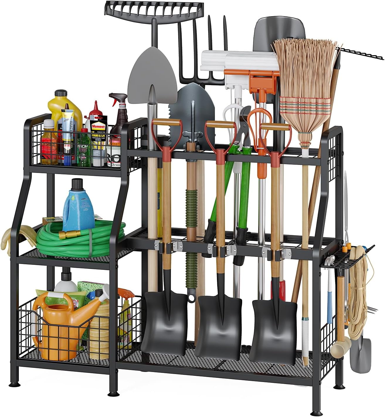 Garden Tool Organizer for Garage/Shed, 3 Tier Garage Tool Organizer and ...