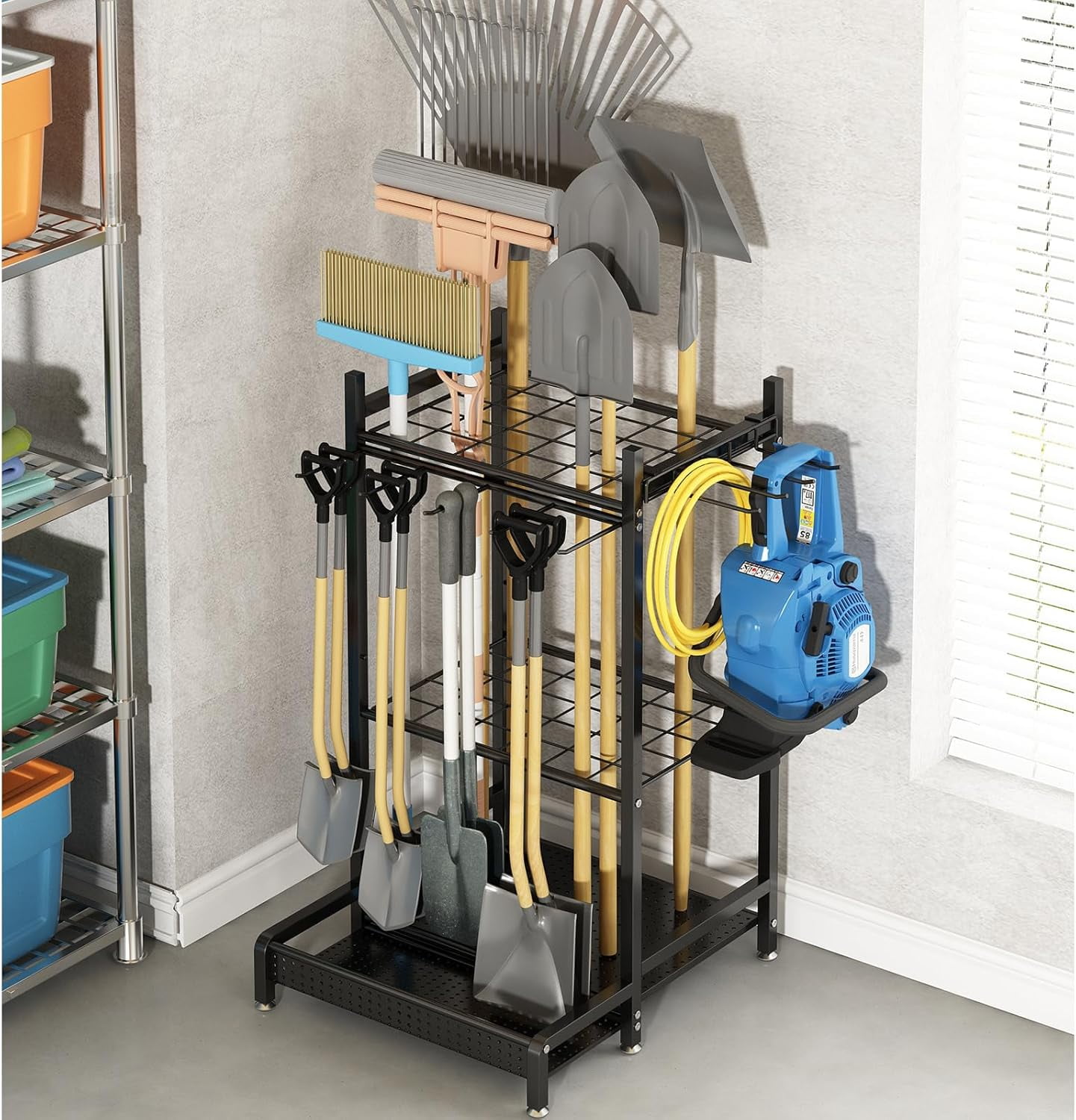 Garden Tool Organizer for Garage, Utility Storage Racks with Hooks ...