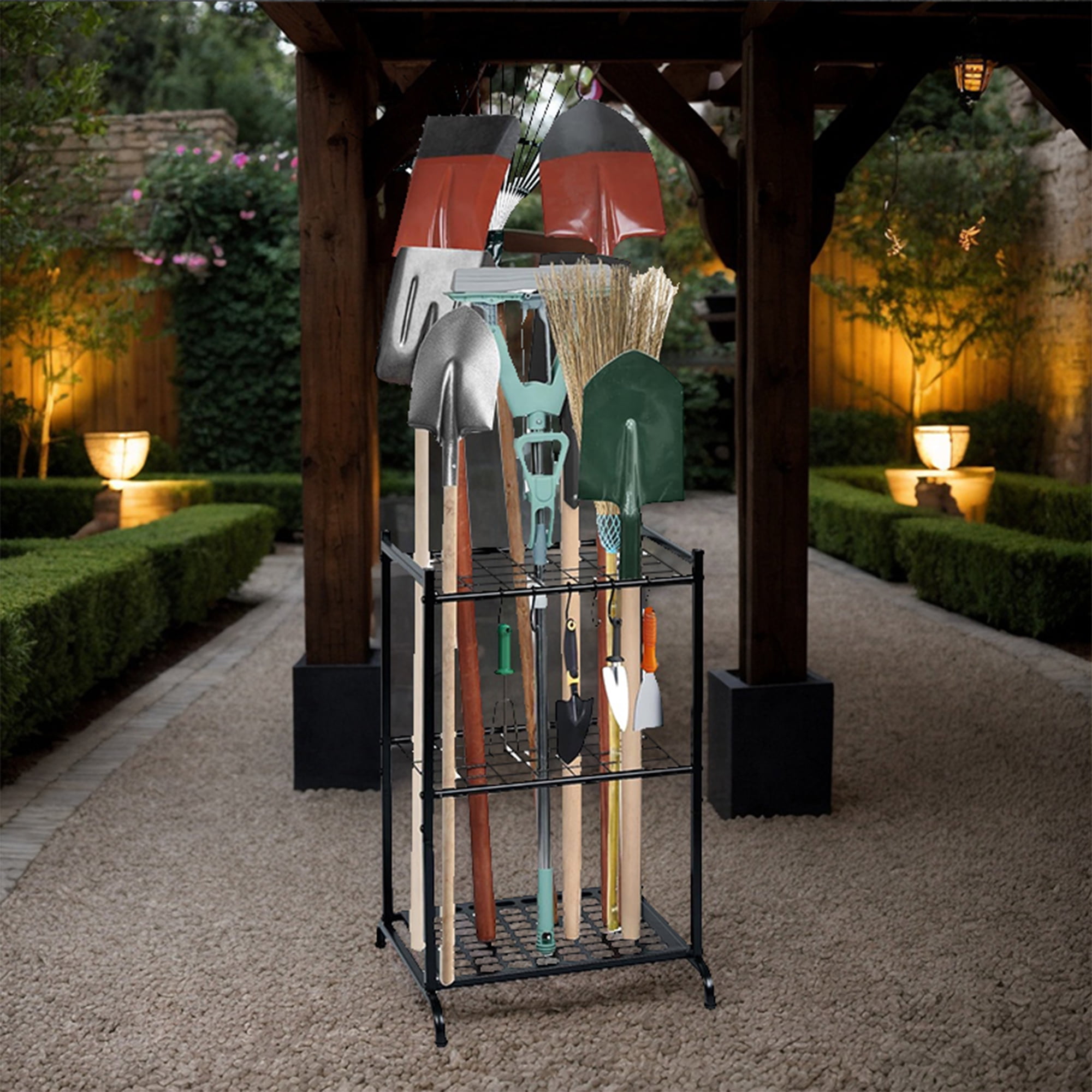 Garden Tool Organizer For Garage, Utility Storage Racks With Hooks ...