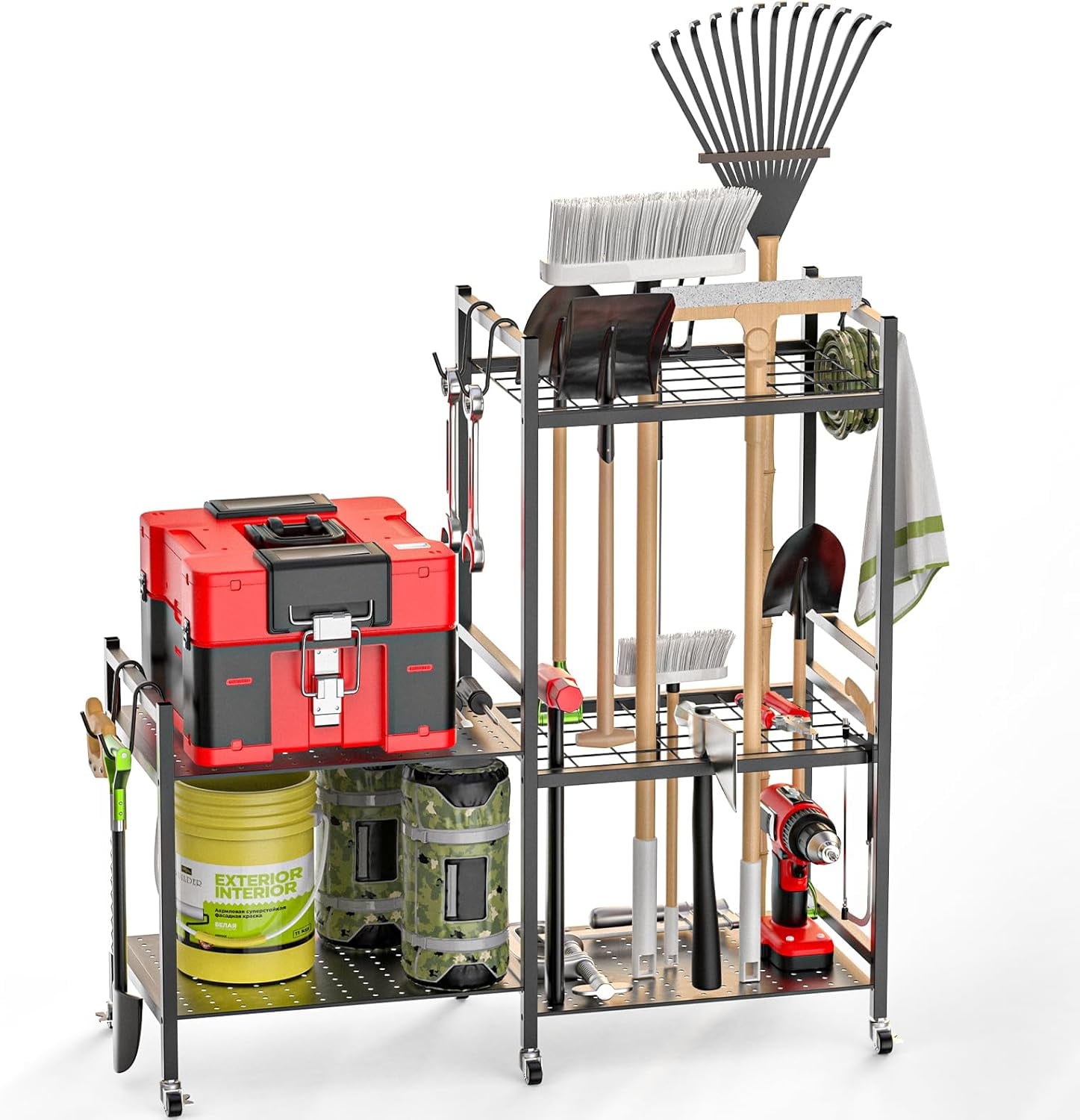 Garden Tool Organizer for Garage,Yard Tool Holder with Wheels ...
