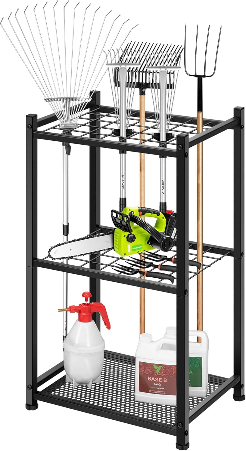 Garden Tool Organizer, Heavy Duty Steel Tool Rack Tool Stand, Up to 35 ...