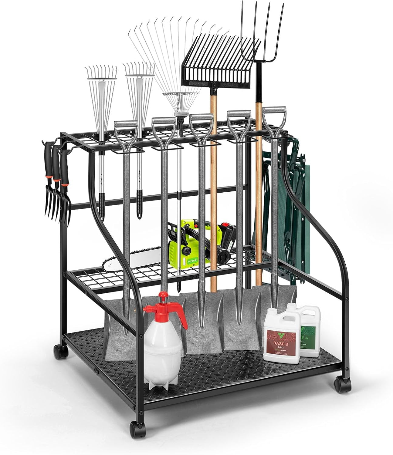 Garden Tool Organizer, Heavy Duty Steel Tool Rack Tool Stand, Up to 68 ...
