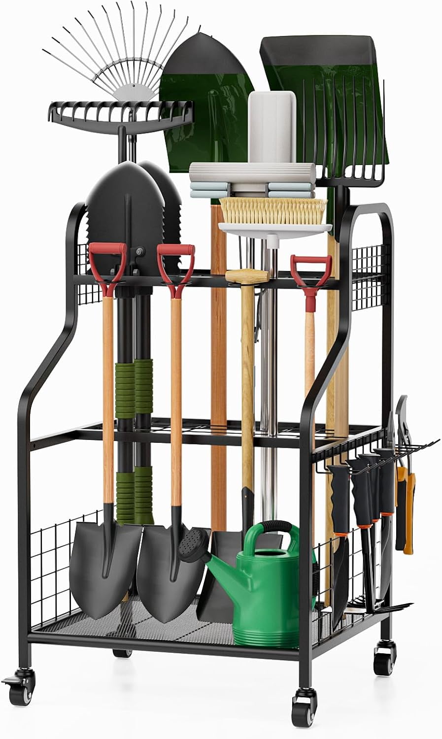Garden Tool Organizer,Heavy Duty Steel Yard Tool Organizer for Garage,Up to 49 Long-Handled ...