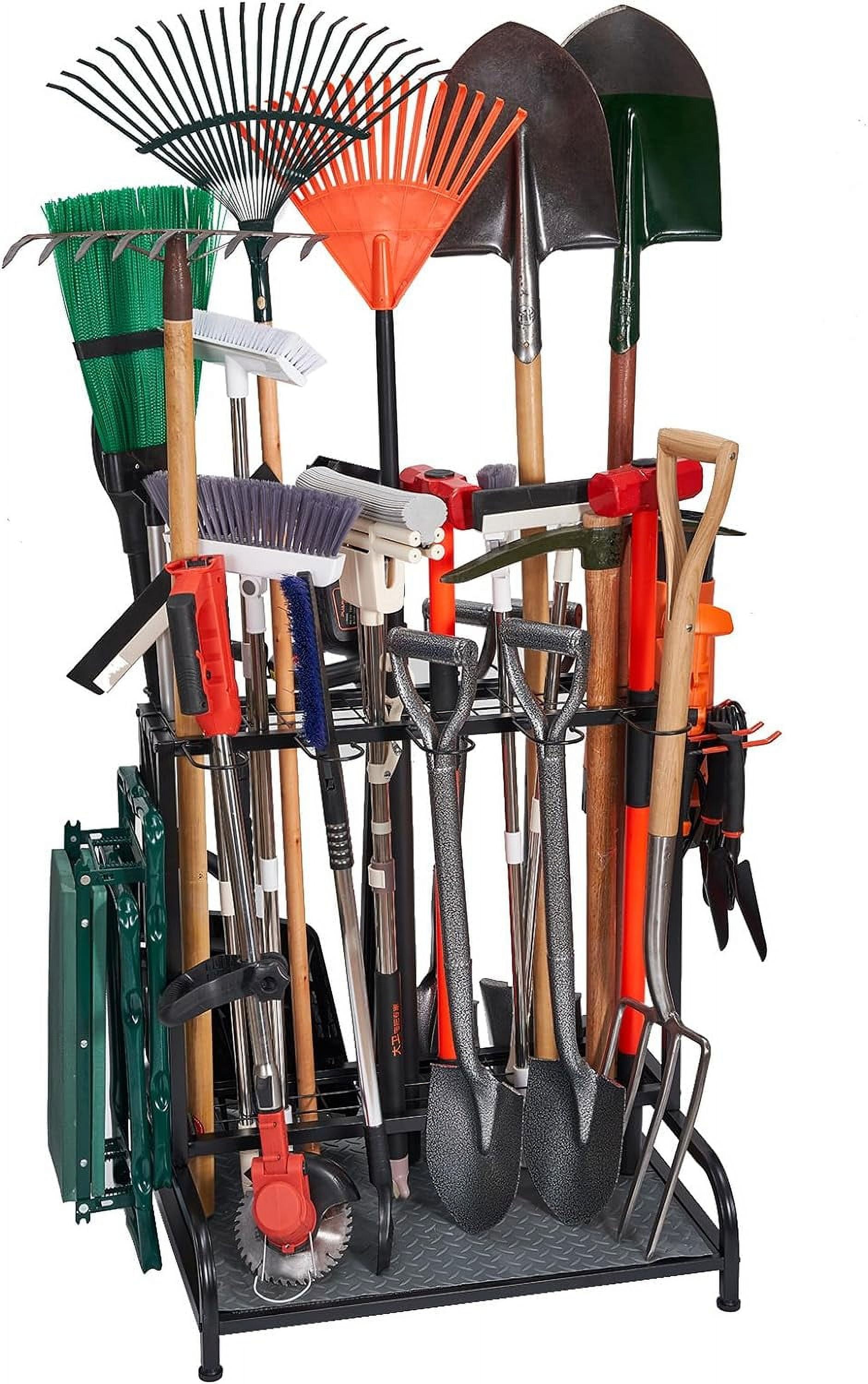 Garden Tool Organizer - Stand for Up to 55 Long-Handled Tools, Black ...
