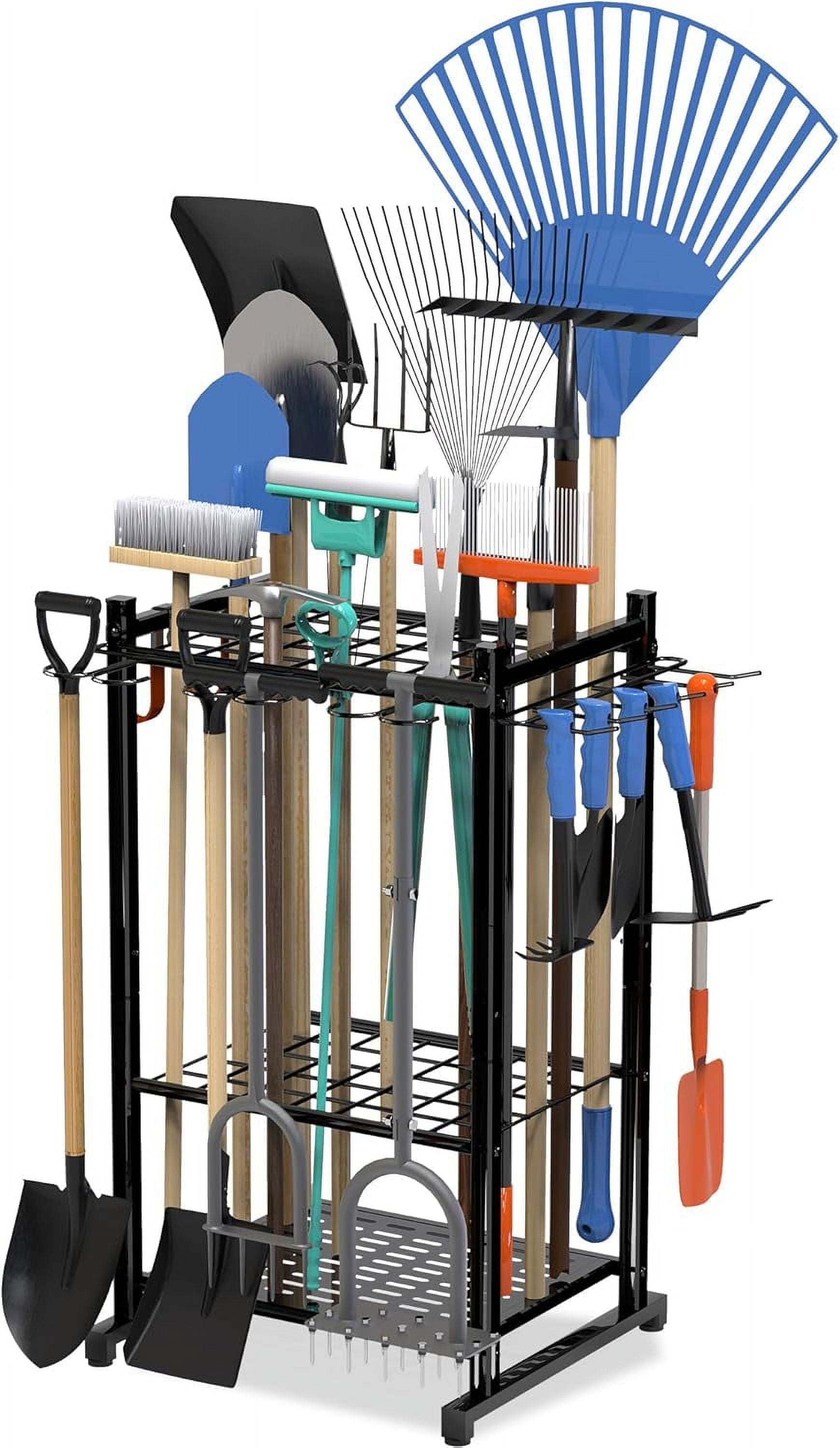 Garden Tool Organizer with Storage Hooks, Yard Tool Tower Rack for ...