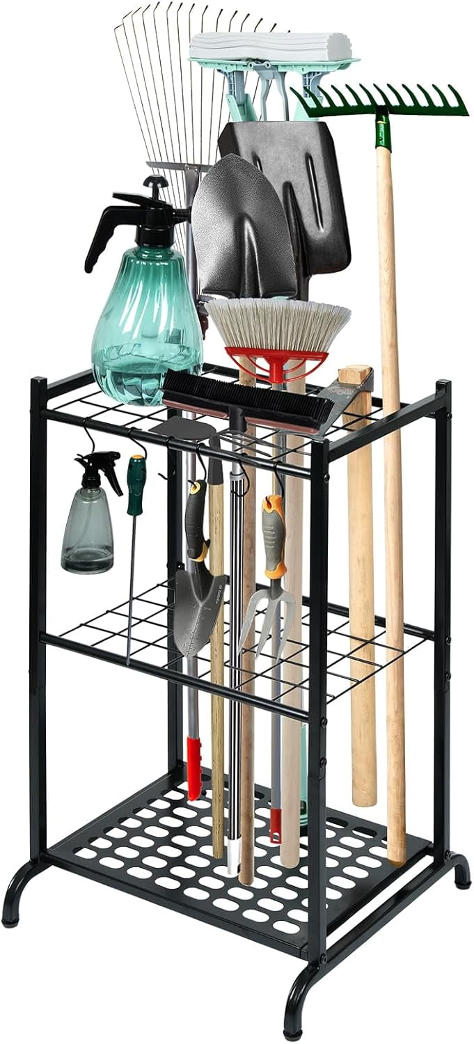 Garden Tool Organizer and Storage, Medium Heavy Duty Steel Tool Rack ...