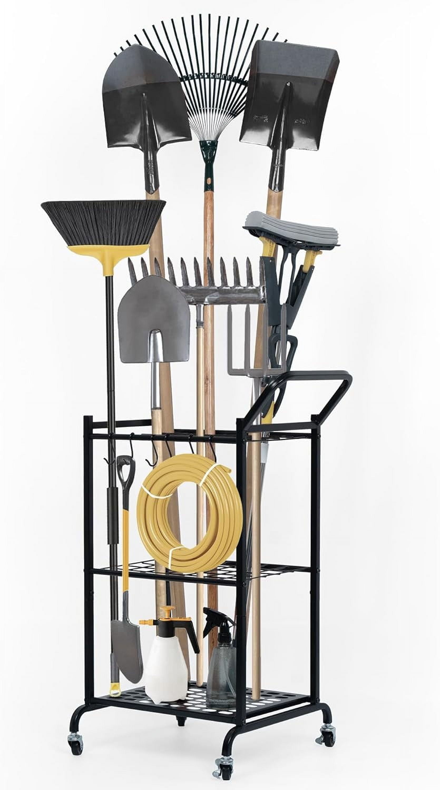 Garden Tool Organizer with Wheels, Garage Tool Storage and Organization ...
