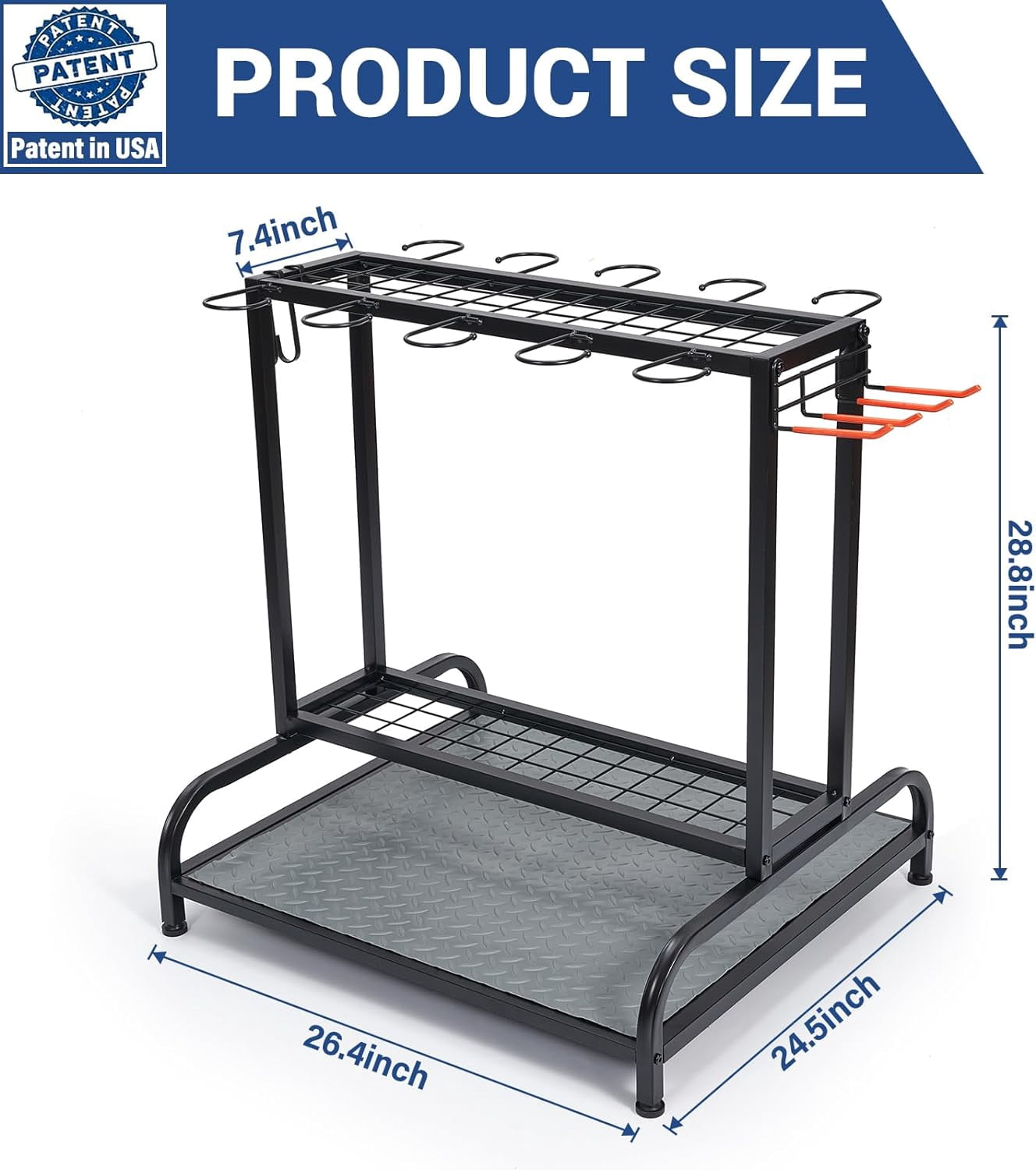 Heavy-Duty Garden Tool Organizer Rack Holds 55 Long-Handled Tools for ...