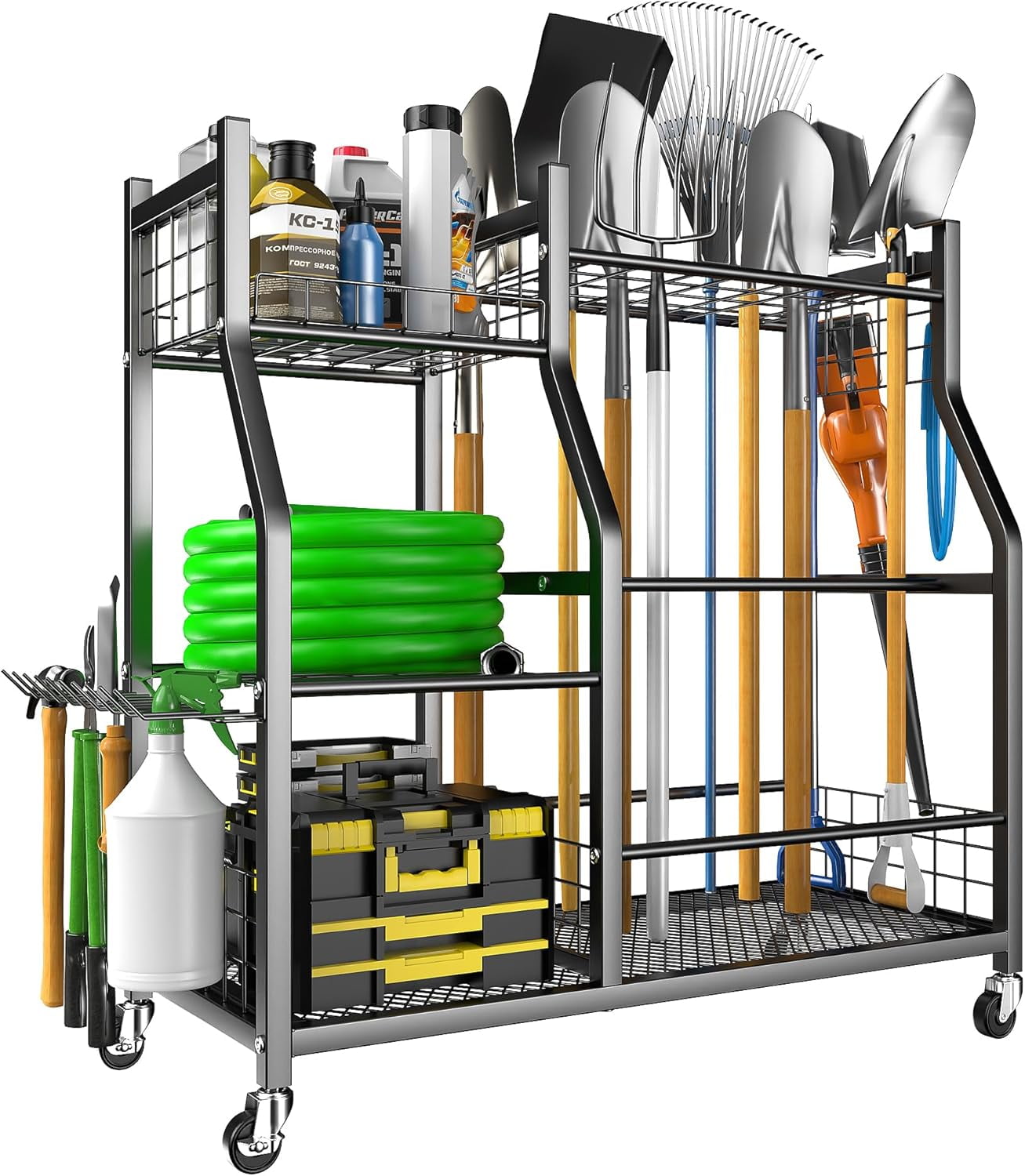 Garden Tool Organizer and Storage, Yard Tool Stand Garage Tool ...
