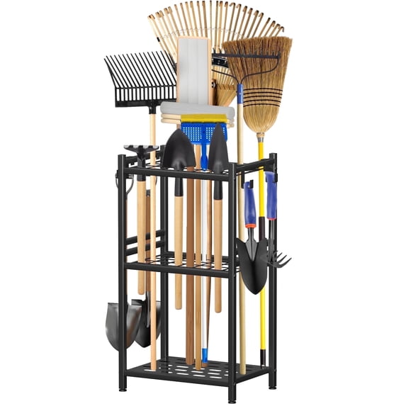 UNTIMATY Garden Tool Organizer, Metal Tool Rack with Hooks, Heavy-Duty ...