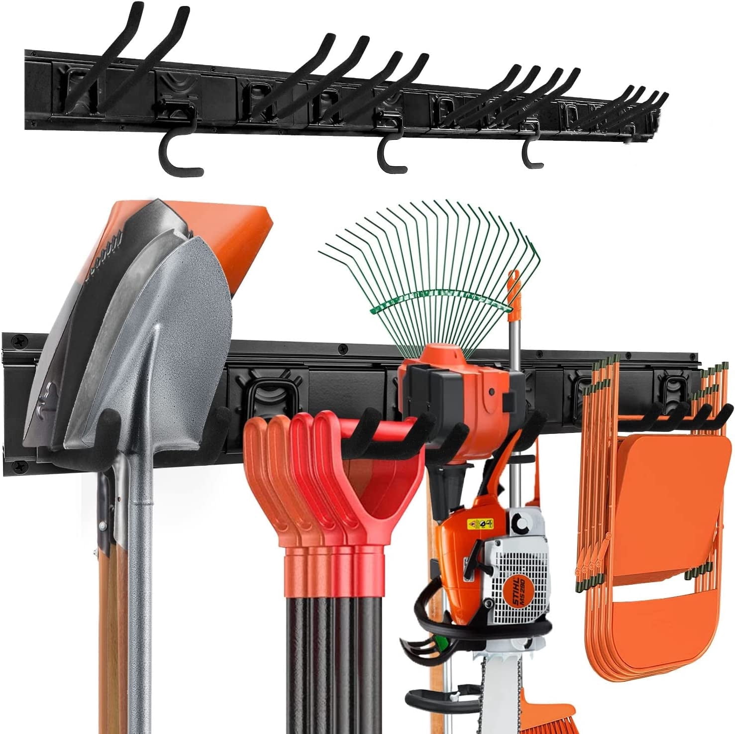 Garden Tool Rack Set, Garage Wall Organization Hanger with 3 Mop Holder ...