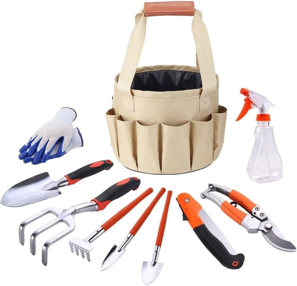 Garden Tool Set, 10 Piece Gardening Tools Kit, with Durable Gardening ...