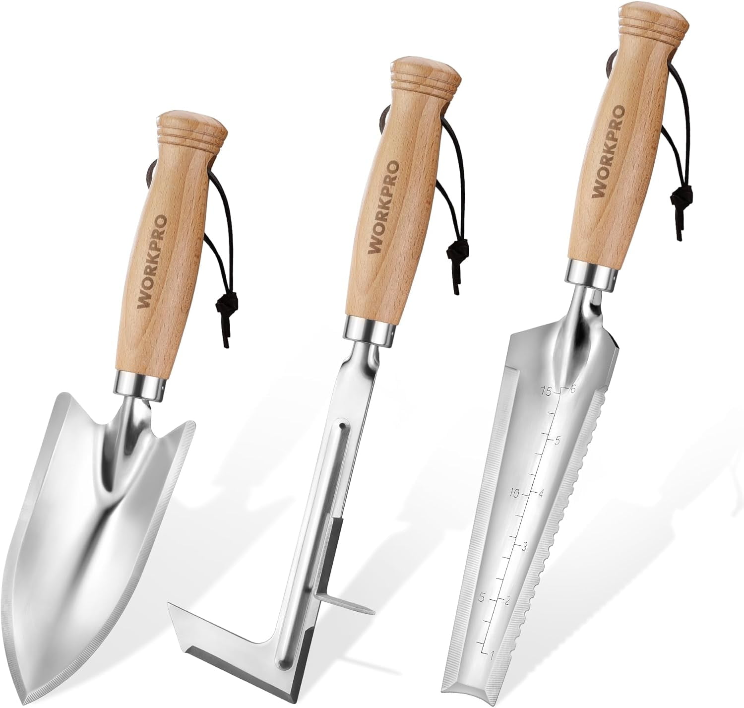 Garden Tool Set, 3 Pcs Gardening Hand Tools with Wood Handle, Weed ...
