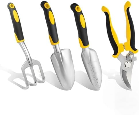 Garden Tool Set 4-Piece,Heavy Duty Aluminum Gardening Tools,Rust-Proof ...