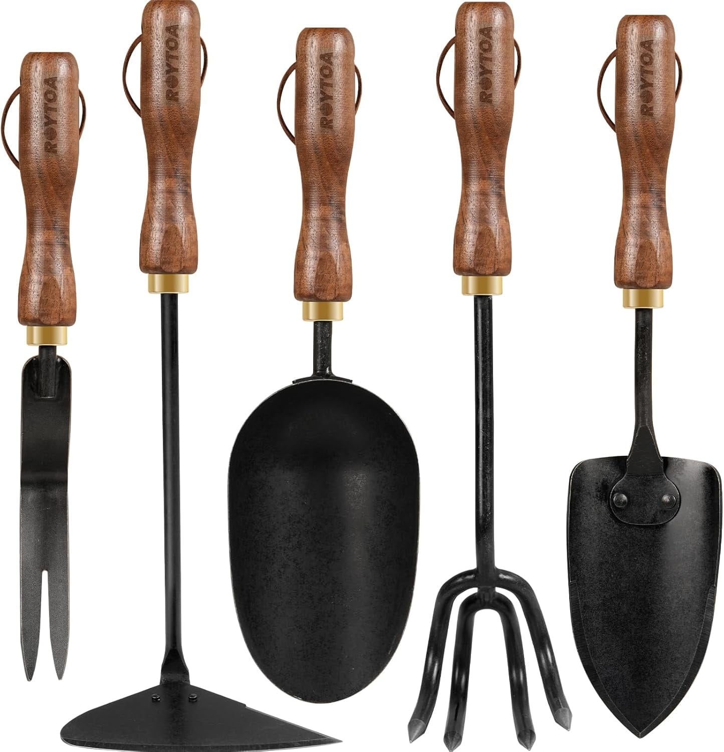 Garden Tool Set, 5PCS Gardening Tools, Stainless Steel Heavy Duty Hand Cultivator, Hoes, Shovel ...