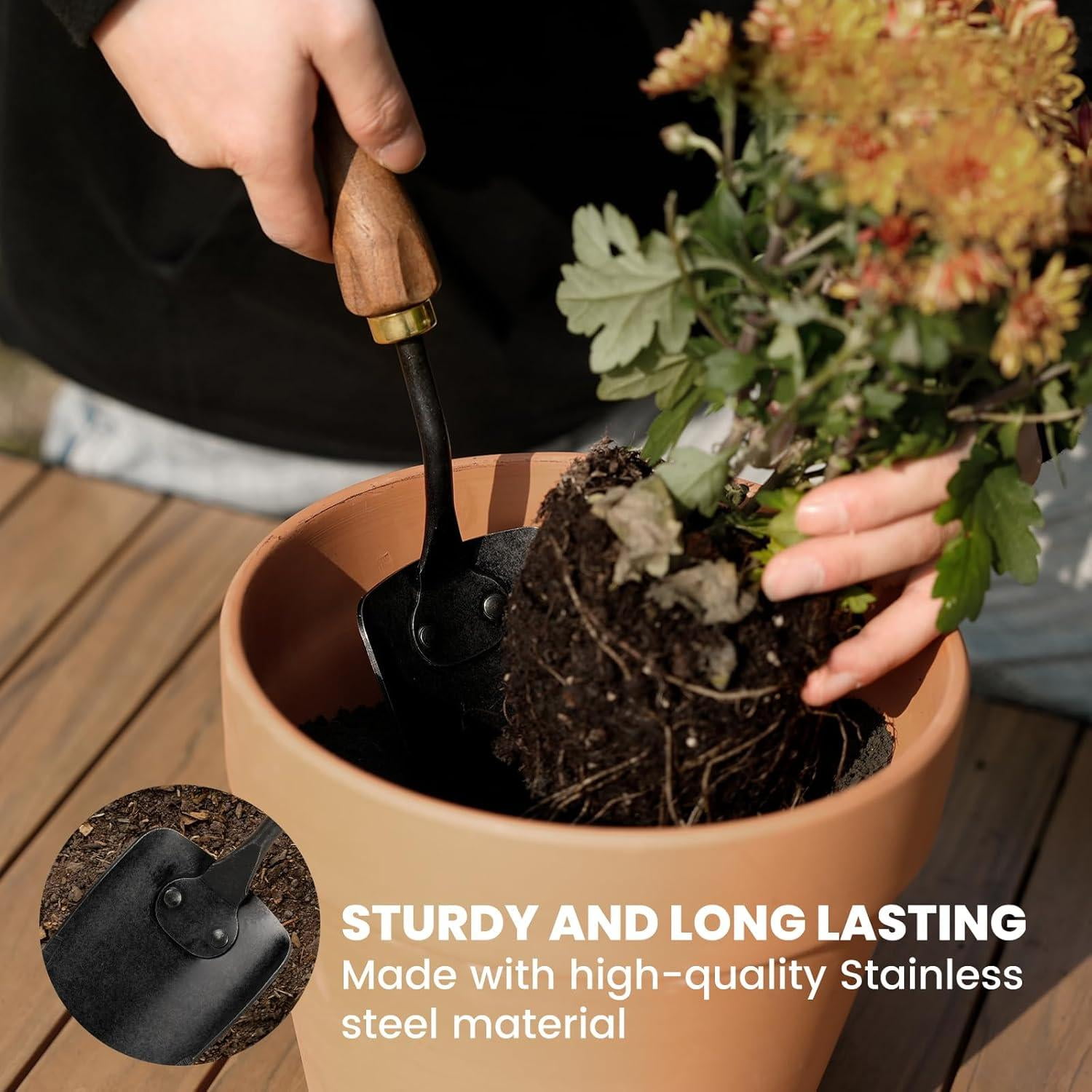 Garden Tool Set,5Pcs Gardening Tools,Stainless Steel Heavy Duty Hand ...