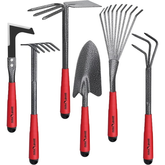 Garden Tool Set, 6-Piece Heavy Duty Gardening Hand Tools with Soft ...