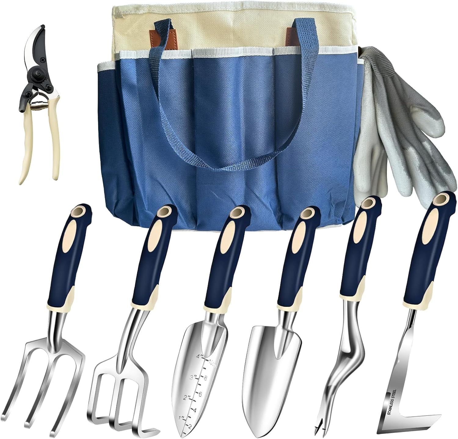 Garden Tool Set, 9-Piece Heavy-Duty Gardening Tool Set with Stylish ...