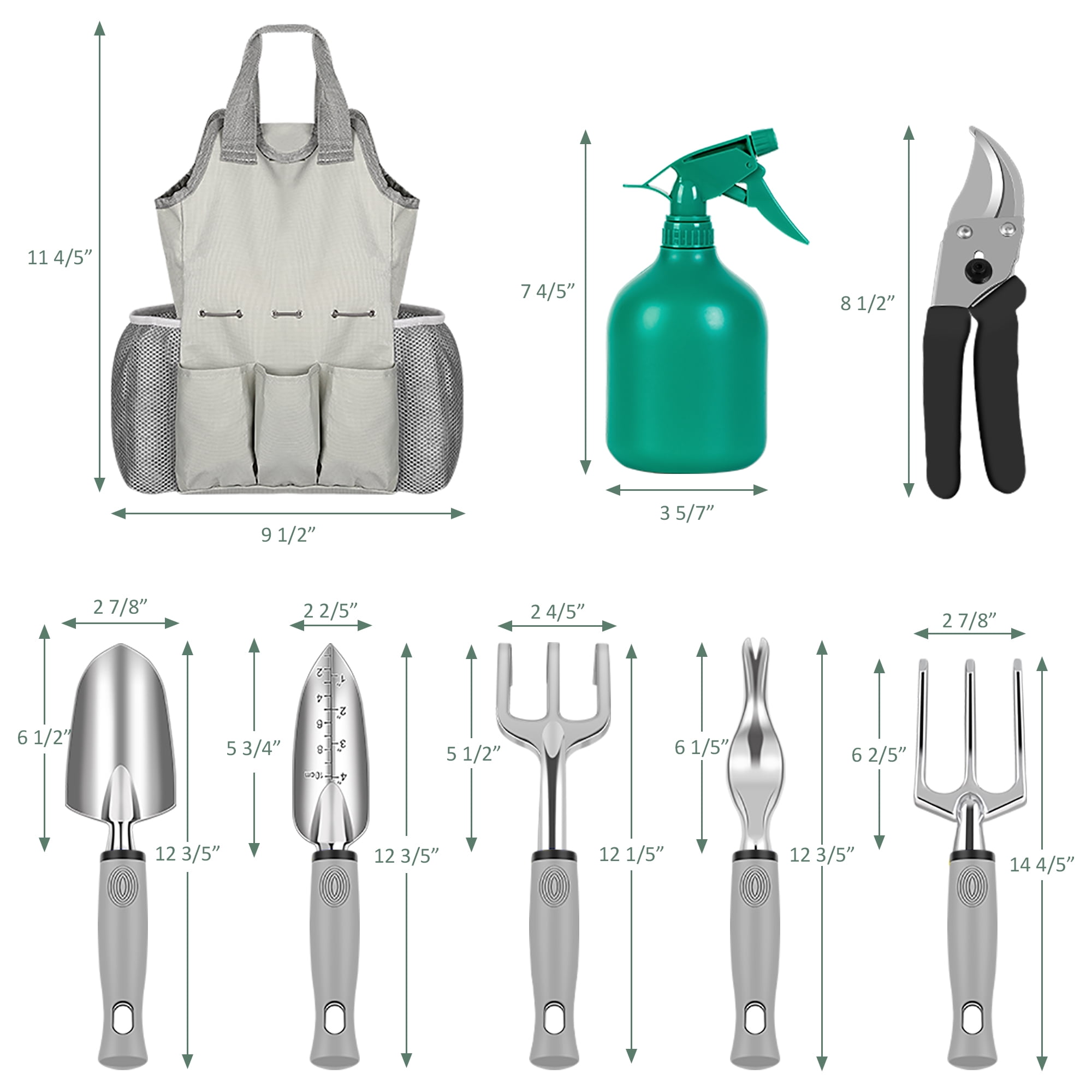 Garden Tool Set 9-Piece Stainless Steel Gardening Tools Kit Including ...
