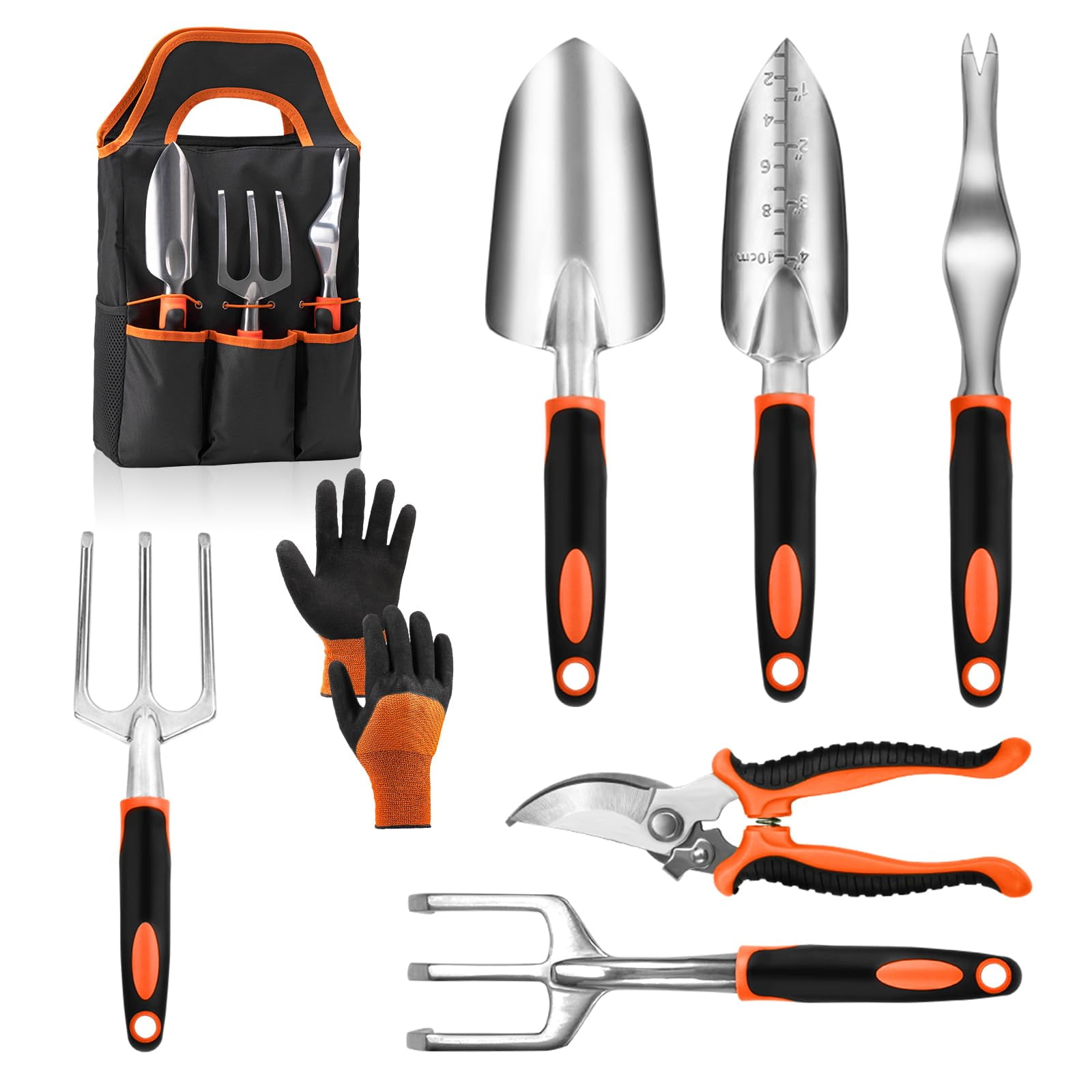 Garden Tool Set with Non Slip Rubber Grip,8 Piece Stainless Steel ...
