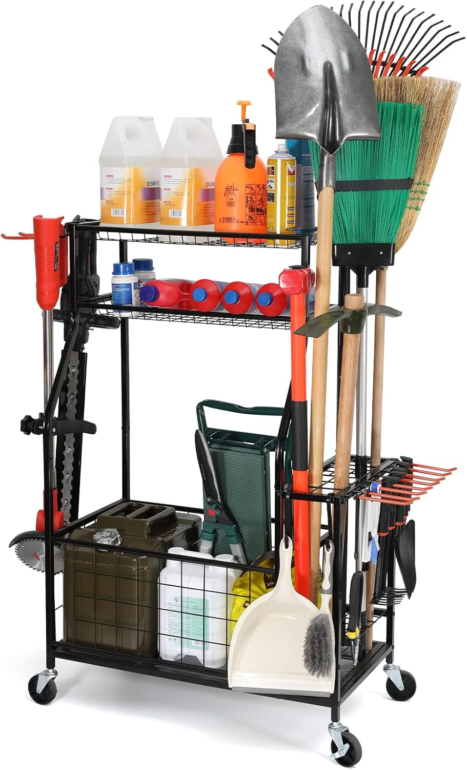 Garden Tool Storage for Garage, Garden Tool Organizer on Wheels, Yard ...