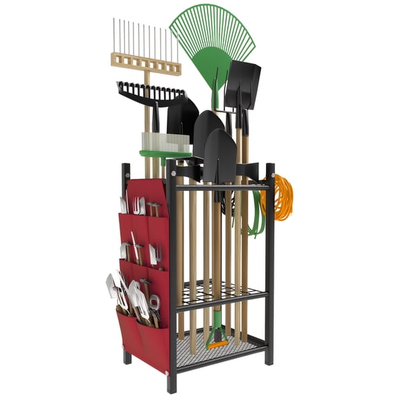 Garden Tool Storage Rack, Heavy-Duty Steel Garden Tool Organizer with 5 ...