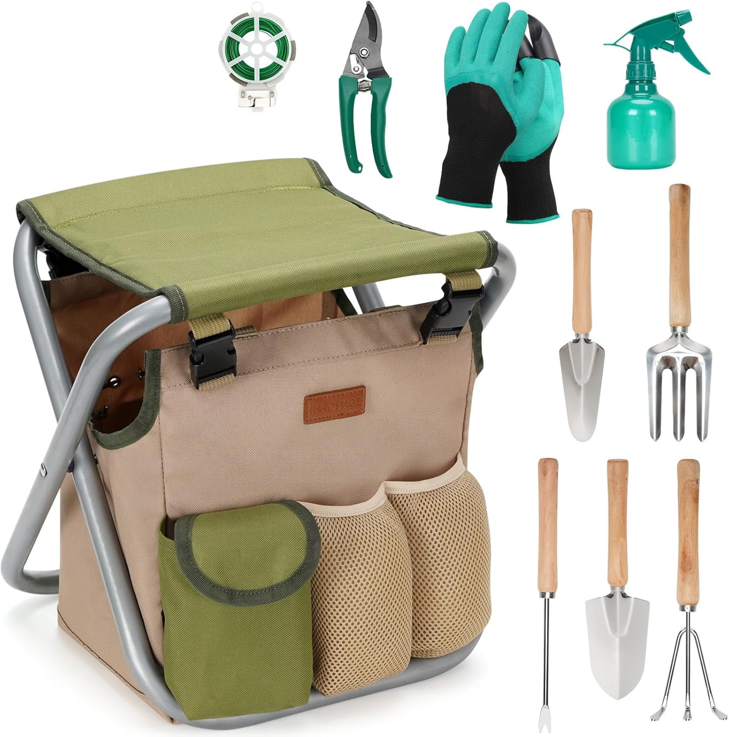 Garden Tool Tote Solid Bag with 11 Piece Hand Tools,Best Gardening Gift ...