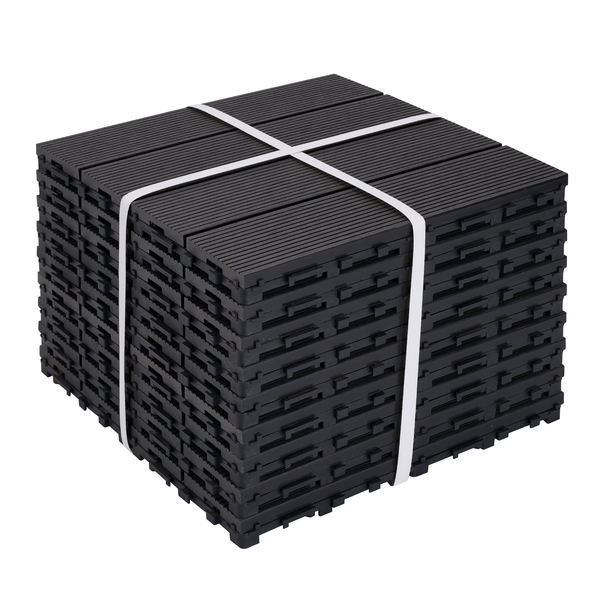 Garden Tools 8.7 sq. ft DIY Wood-Plastic Composite Deck Tiles, Black ...