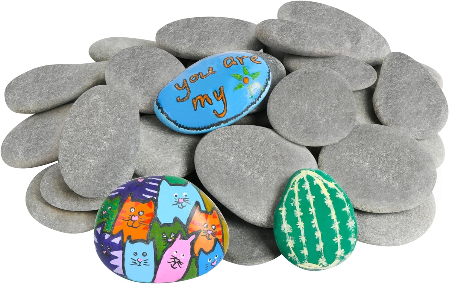 35 Pcs Large Painting Rocks, River Rocks for Painting, 2"-3" Flat Rocks ...
