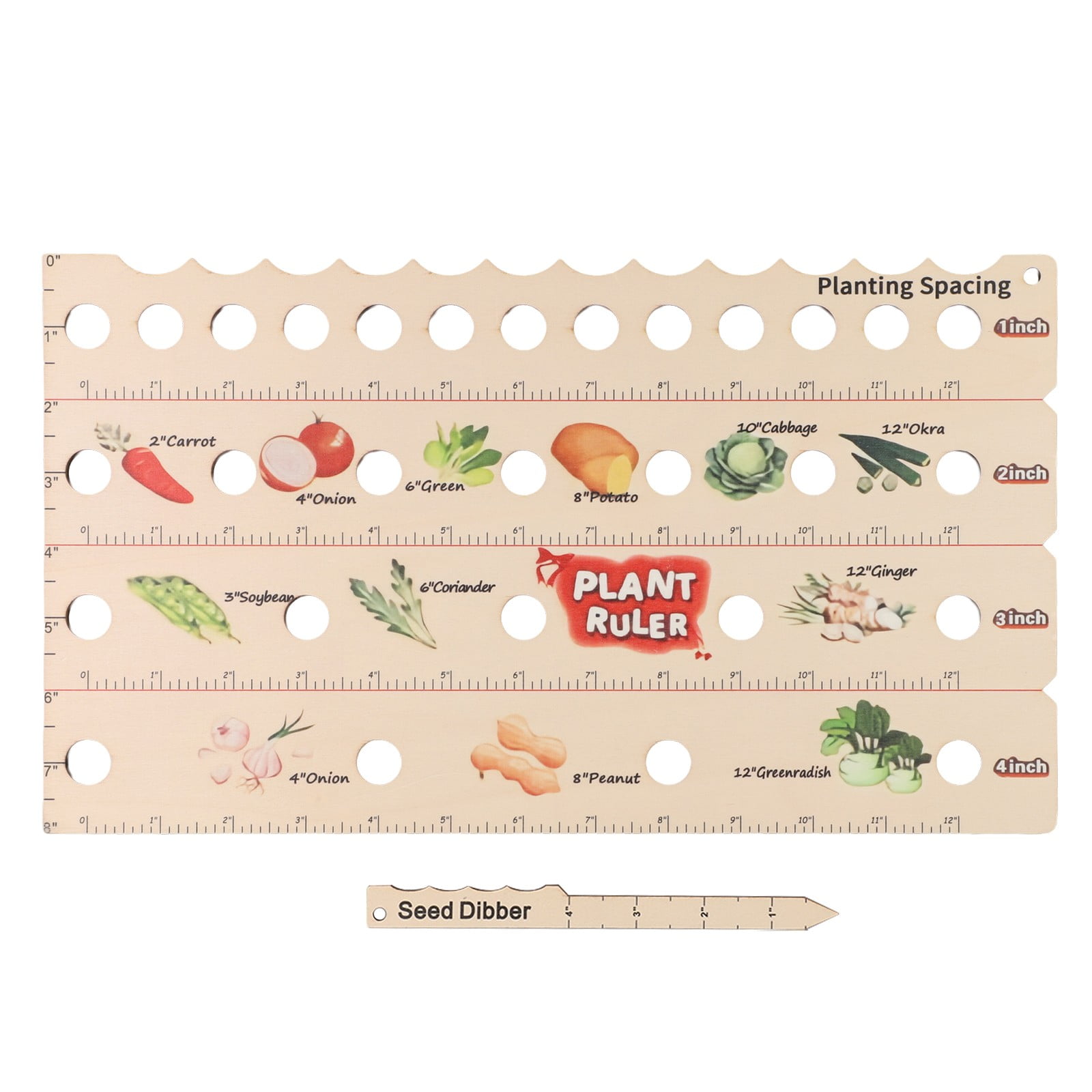 Garden Tools Gardening Tools Wooden Plant Ruler With Holes ...