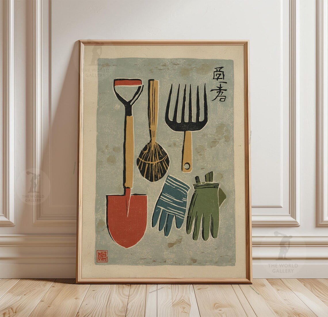 Garden Tools Poster Vintage Style Shovel Fork Gloves Rustic Art Decor ...