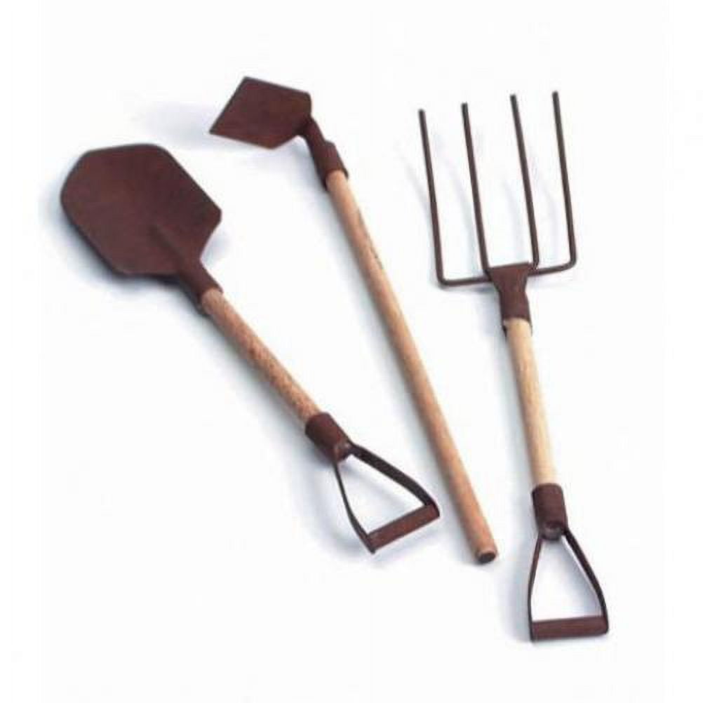 Garden Tools - Rusted - Spade, Hoe, And Fork - 5.5 Inches -3 Pieces ...