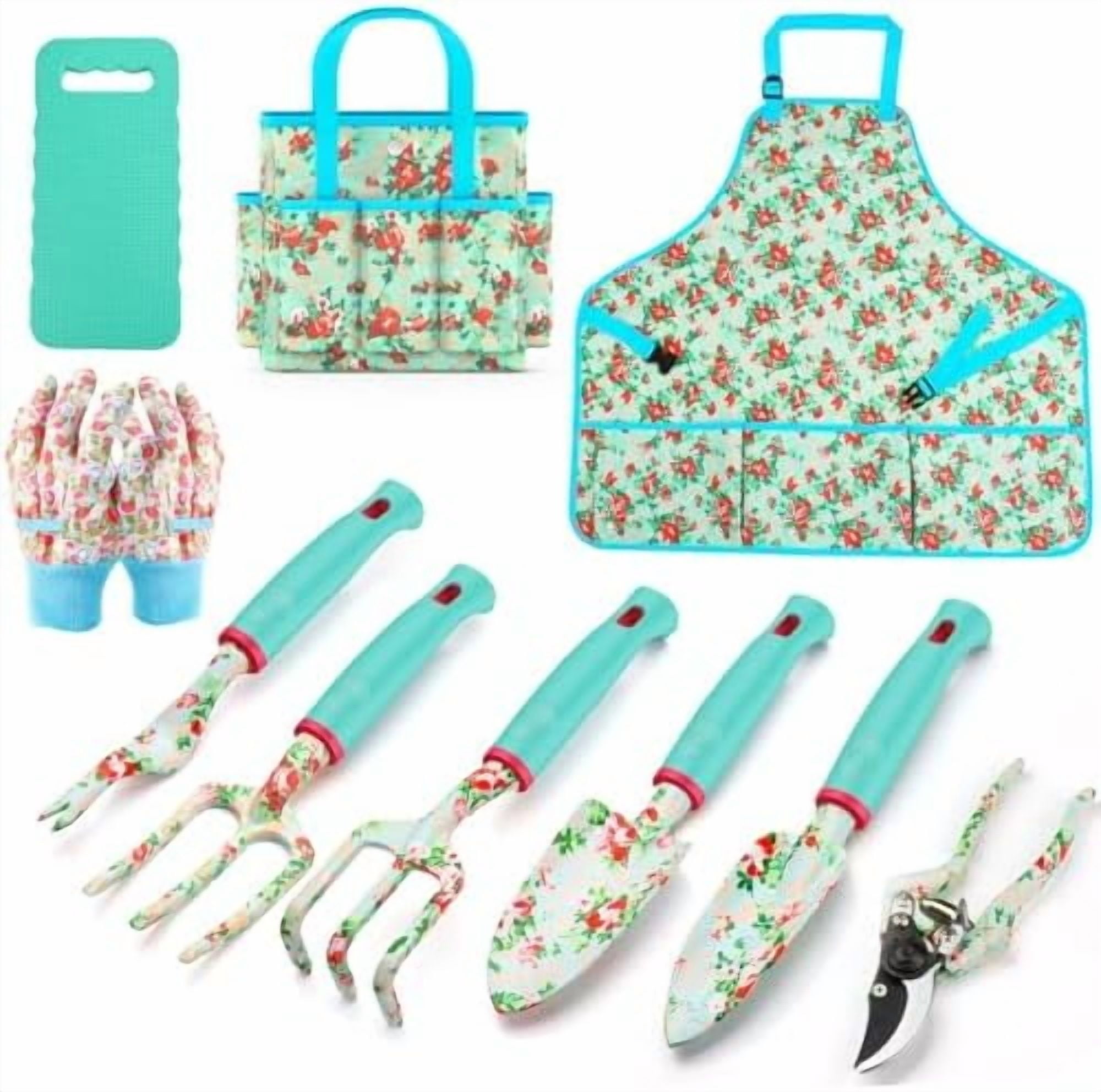 Garden Tools Set 10 Piece Heavy Duty Floral Garden Tool Set Gardening ...