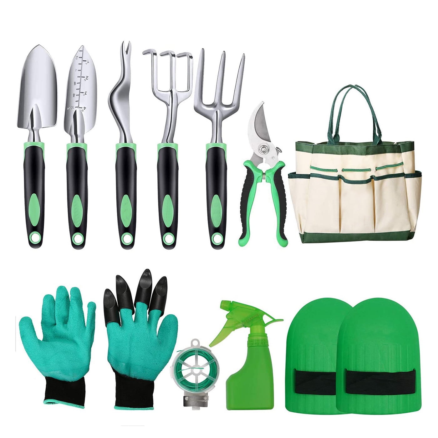 Garden Tools Set, 11PCS Heavy Duty Garden Tool Kit with Outdoor Hand ...