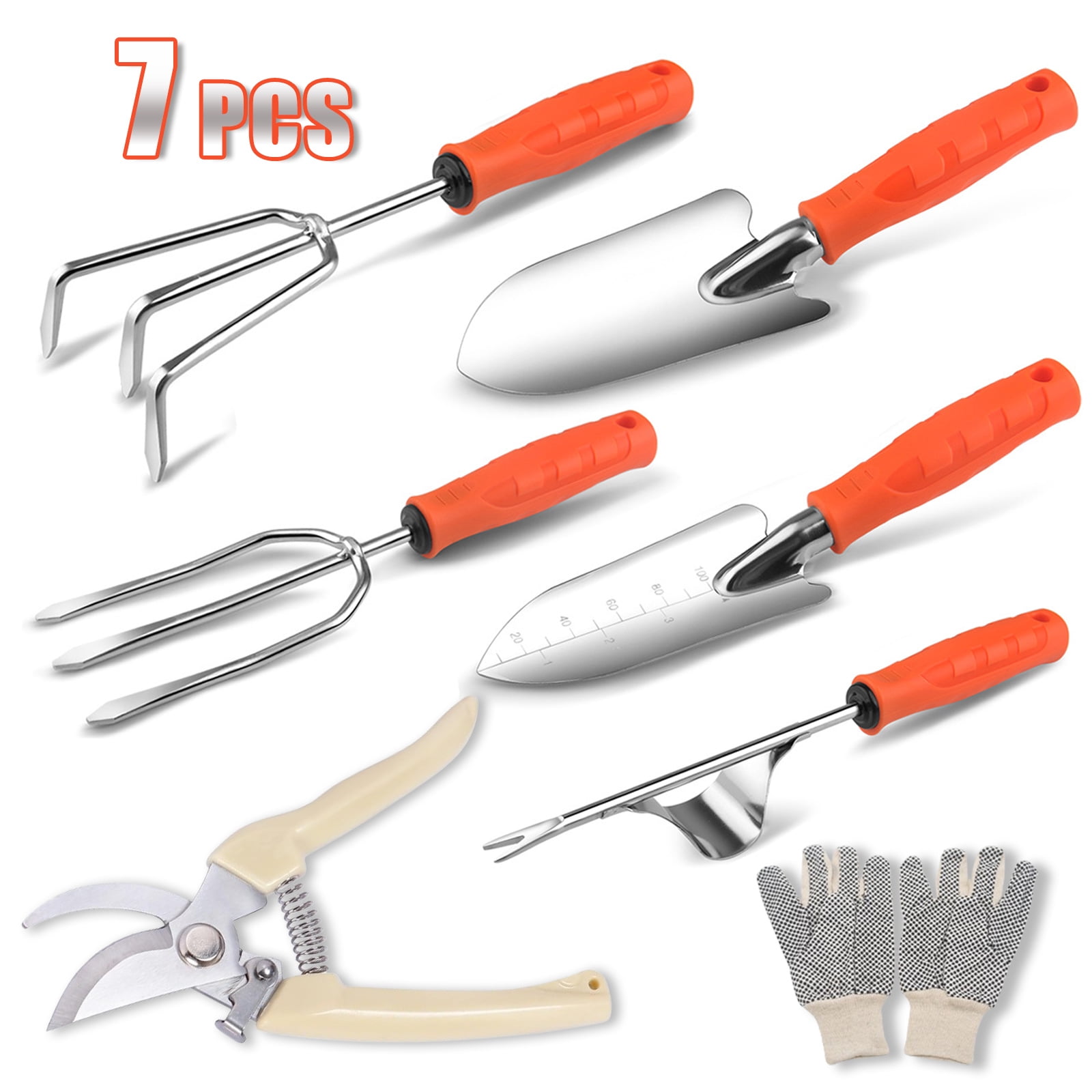 Fatomal Garden Tools, 7 Pieces Heavy Duty Garden Tool Set, Gardening ...