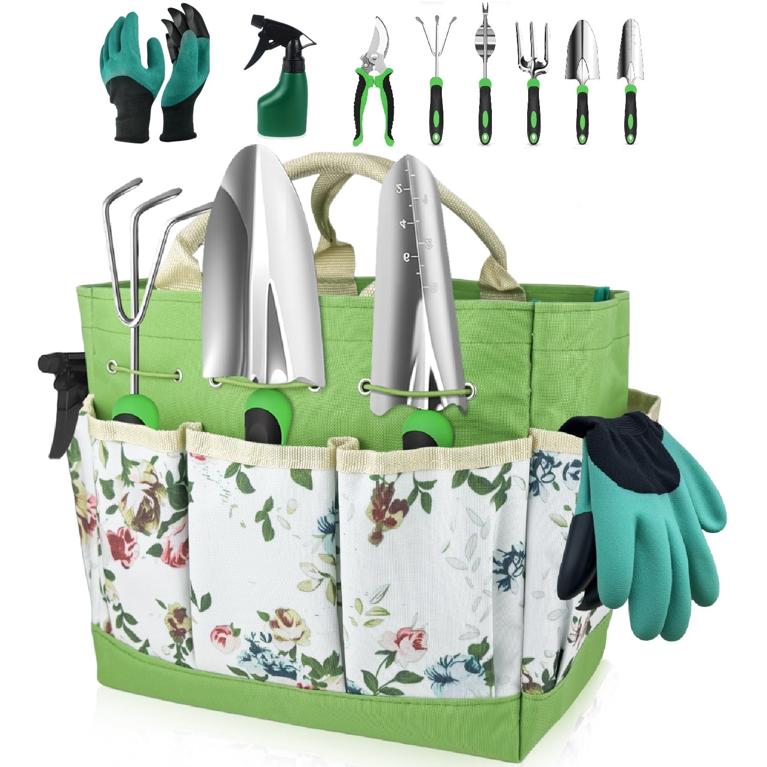 Garden Tools Set, 8 in 1 Heavy Duty Garden Tools Kit, Stainless Steel ...