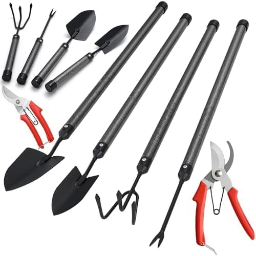 Garden Tools Set with Extension Handles, 5 Piece Thick Gardening Hand ...