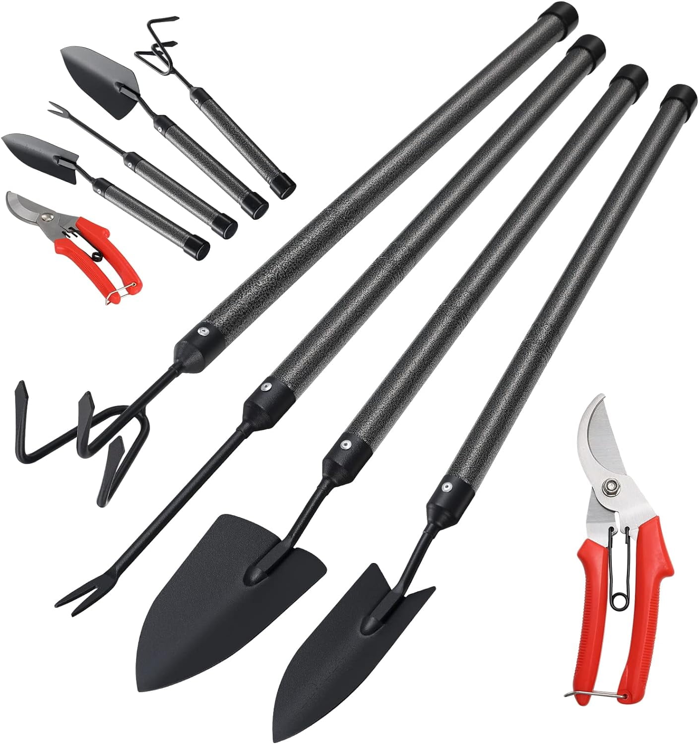 Garden Tools Set with Extension Handles, 5 Piece Thick Gardening Hand ...