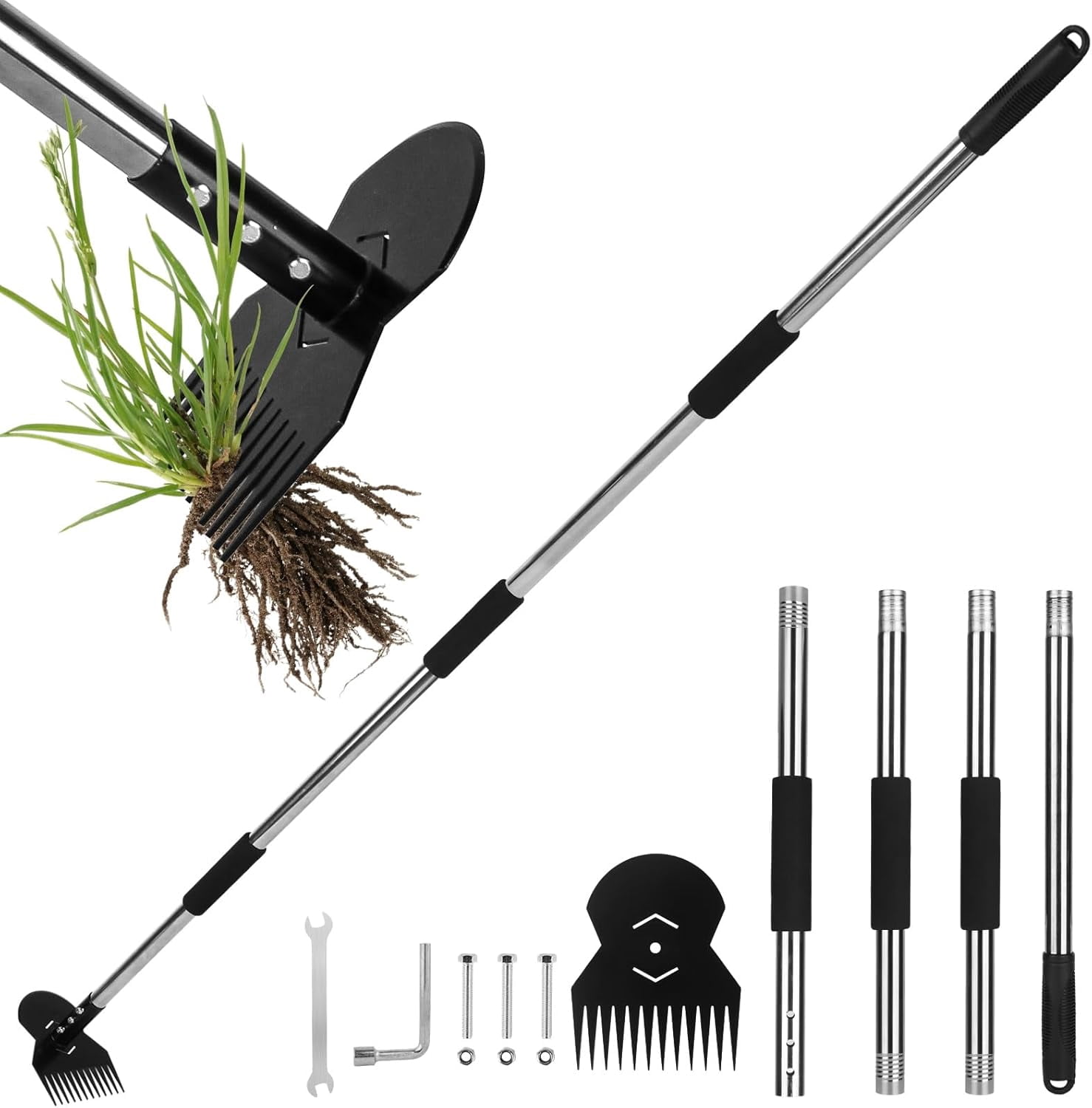 Garden Tools,Weeder Tool,63" Weed Puller Tool with Long Handle,12 Claw ...