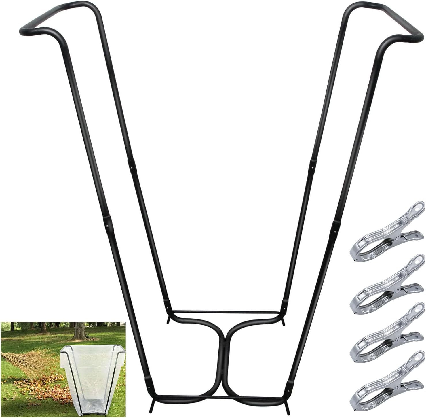 Garden Trash Bag Holder, Heavy Duty Metal Outdoor Leaf Bag Holder Stand ...