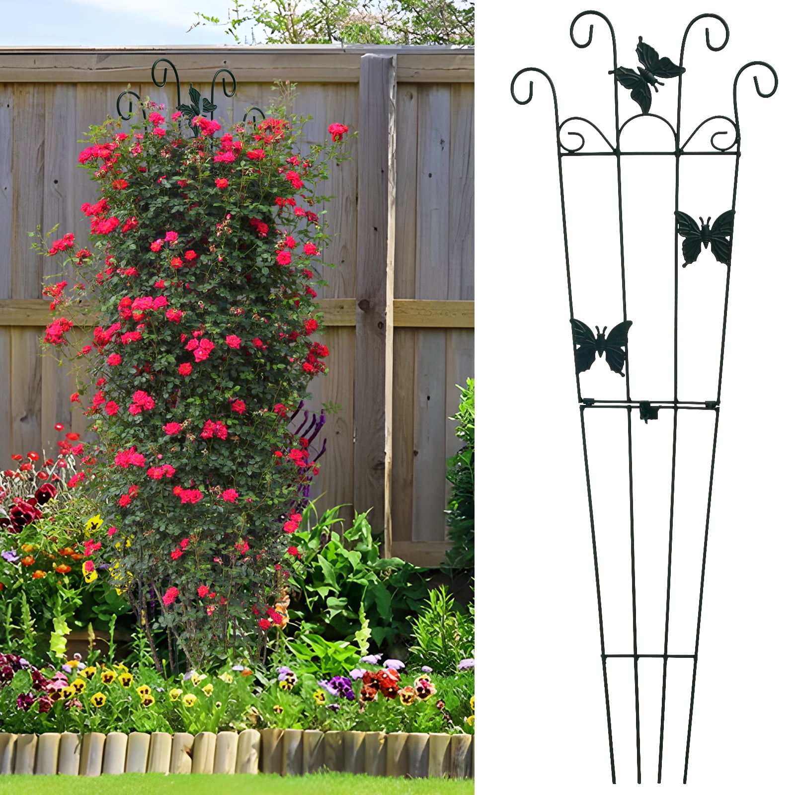 Garden Trellis for Climbing Planter Foldable Metal Flower Trellis Rust ...