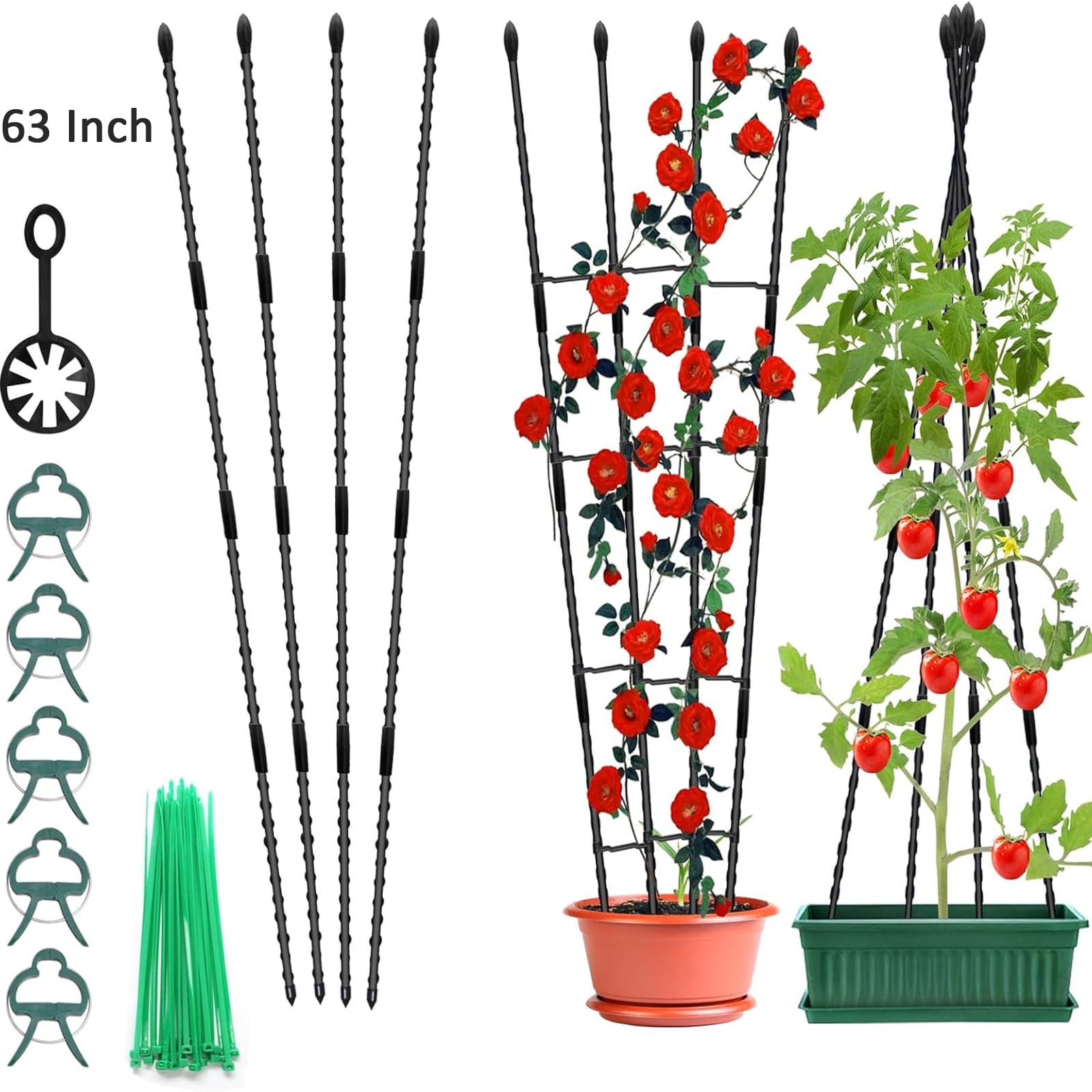 Garden Trellis for Climbing Plants, 63 Inch Trellis for Potted Plants ...