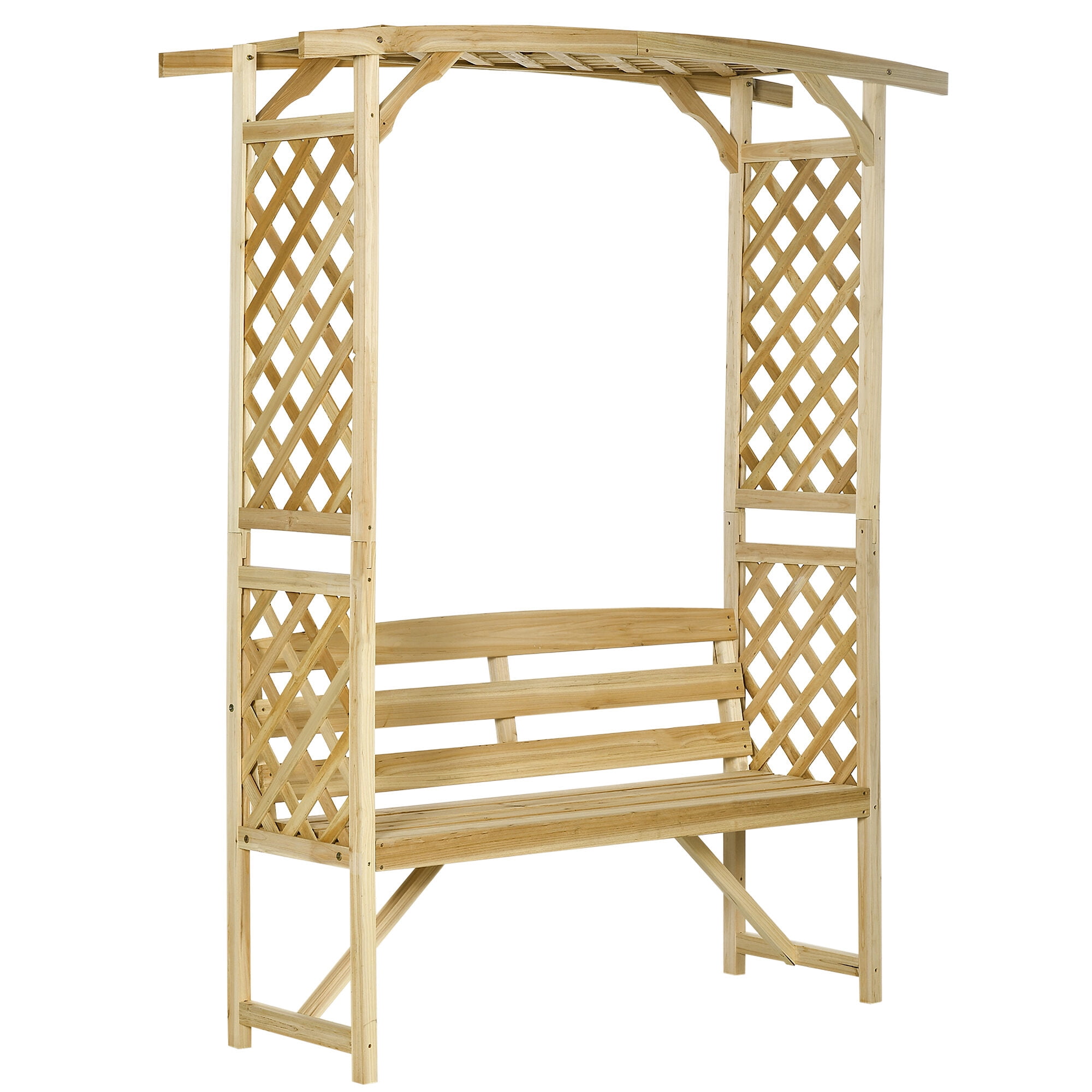 Garden Trellis, Patio Garden Bench Arbor Arch with Pergola and 2 ...
