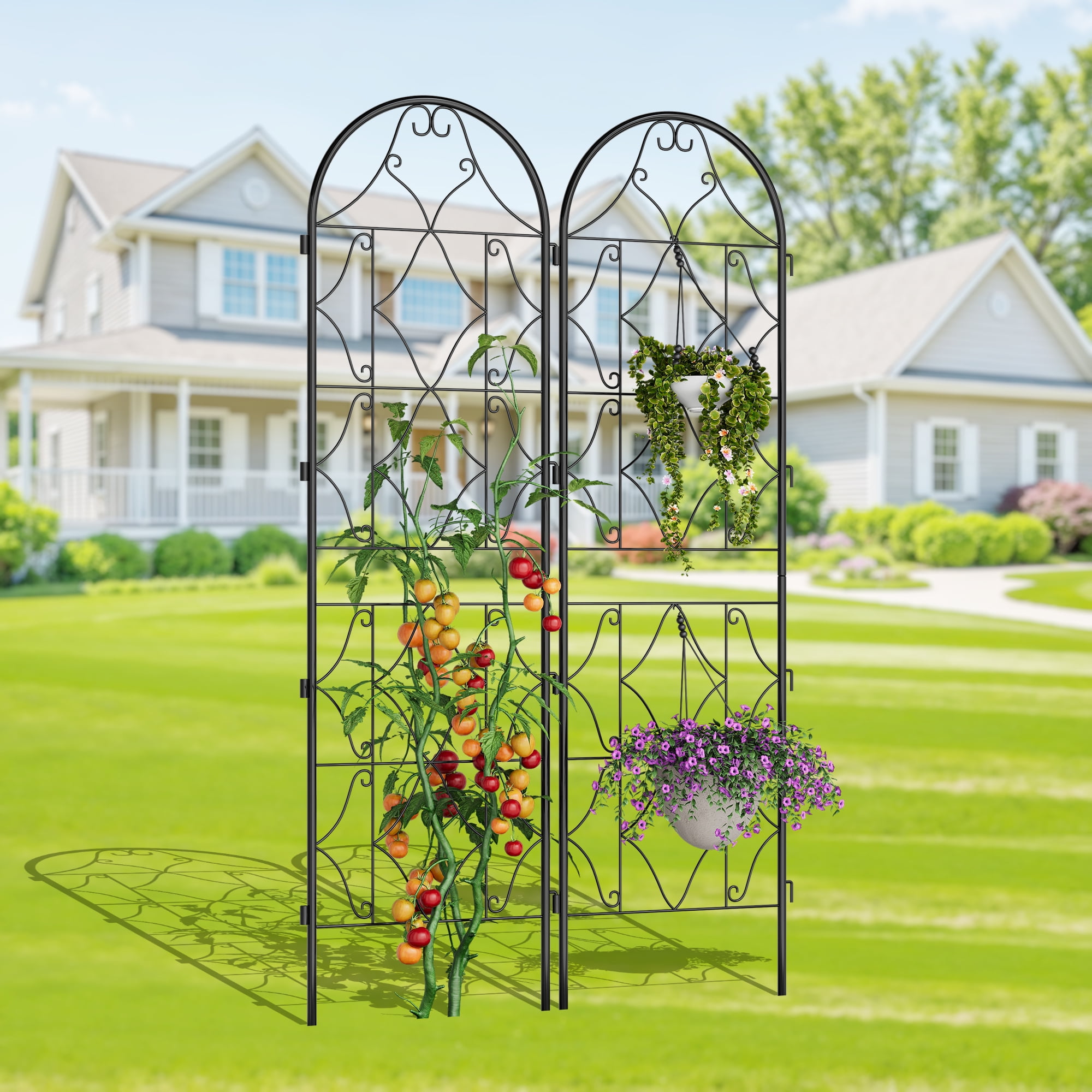 Garden Trellis for Climbing Plants Metal Wrought Iron Outdoor Wall ...