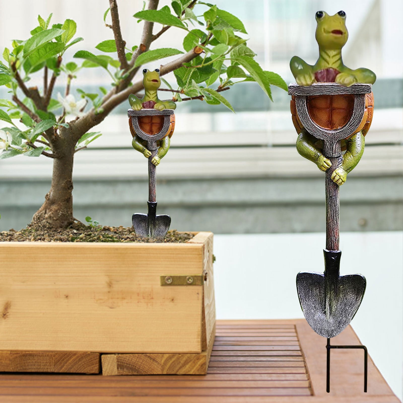 Garden Turtle Statues Outdoor Decor Turtles on Shovel, Resin Turtles ...